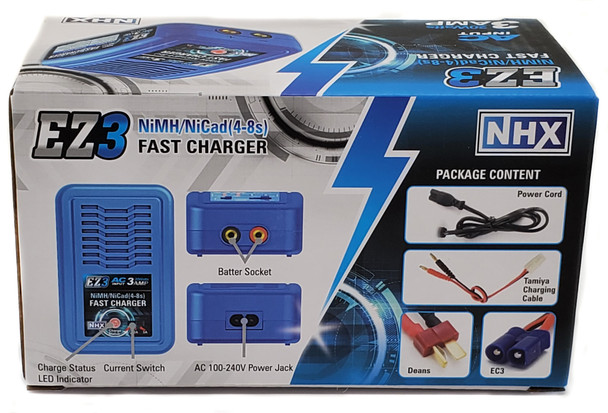 NHX EZ3 NiMH / NiCad 4-8s Fast AC Charger w/ Deans / EC3 / Tamiya ...