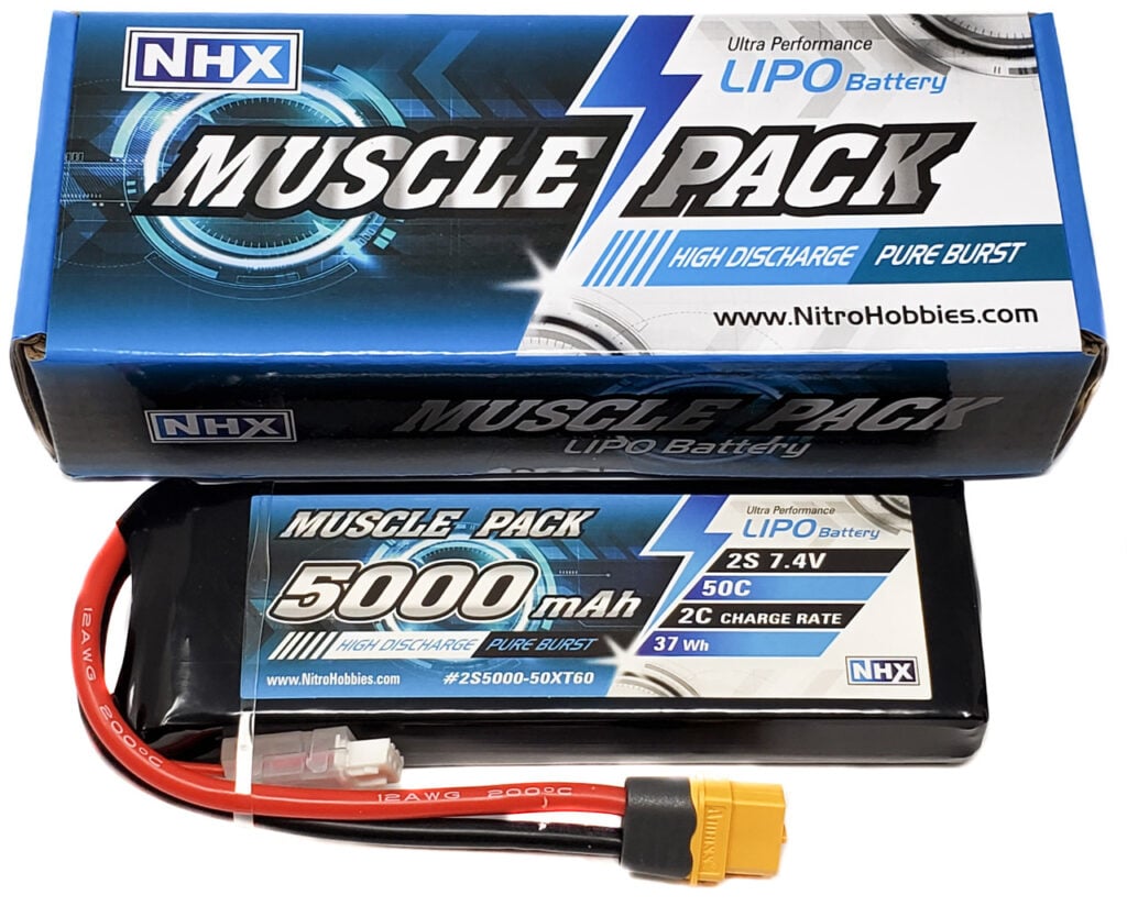 NHX Muscle Pack 2S 7.4V 5000mAh 50C Hard Case Lipo Battery w/ XT60 ...